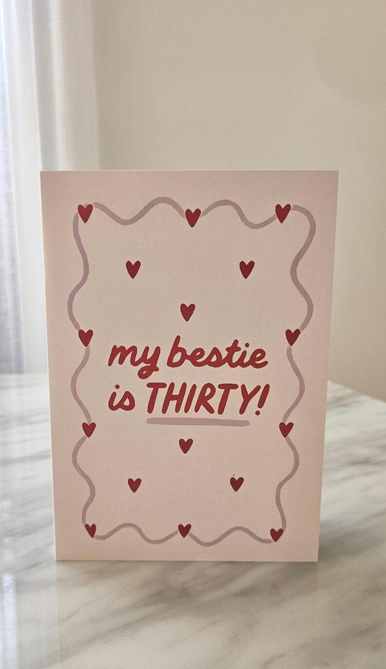 Retro Wavy Border 30th Birthday Card | Bestie Card - Etsy