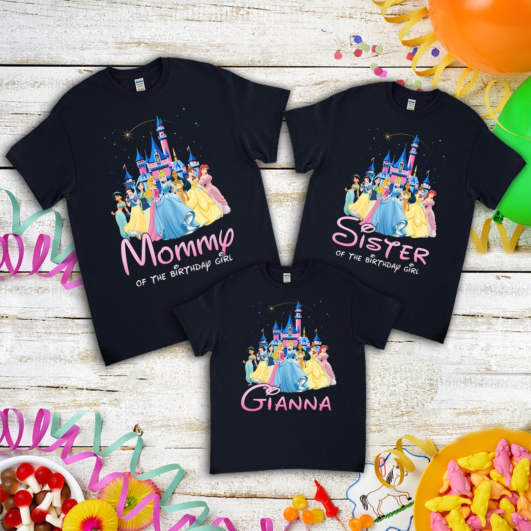 Family Matching Disney Princess Birthday Girl Shirt, Disney Trip Personalized Birthday Party ...
