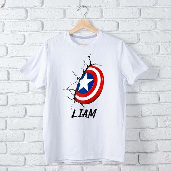 Captain America Superhero Personalized Name Birthday T-shirt | Etsy