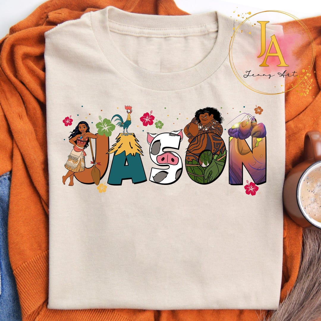 Custom Name Disney Moana T-shirt, Personalized Character Moana Maui ...