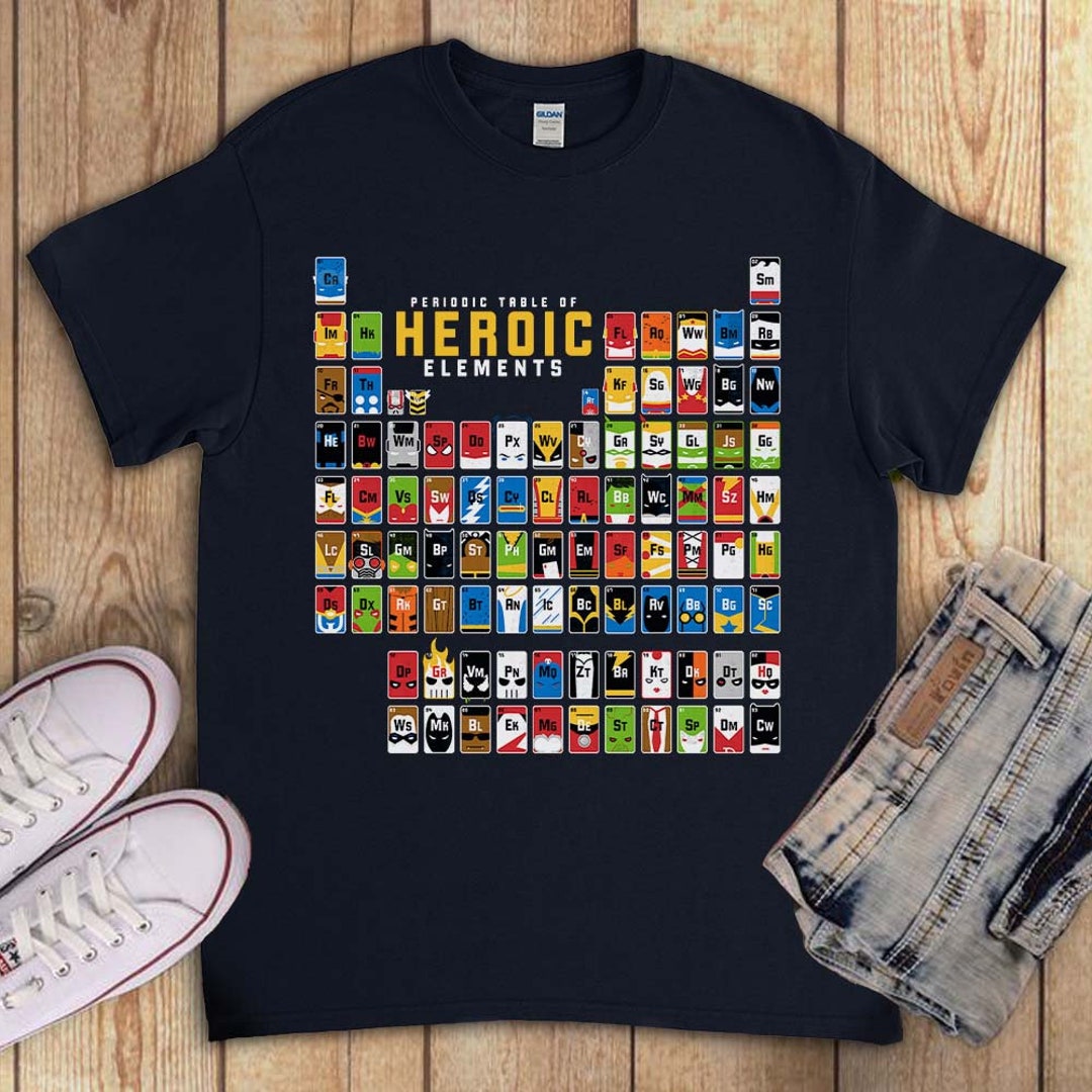 Periodic Table of Marvel Avenger Superhero Comic Unisex T-shirt V-neck ...