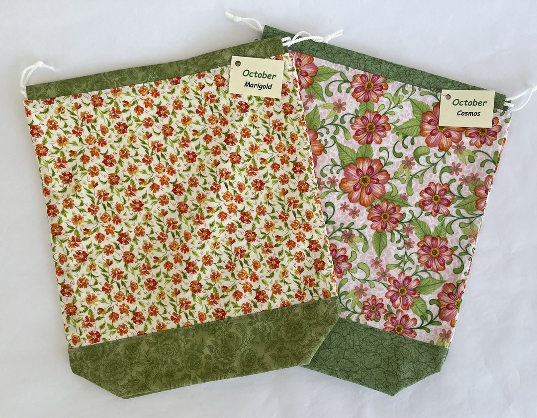 October Birth Flower Gift Bag: Reusable Marigold or Cosmos Cloth Bag - Etsy