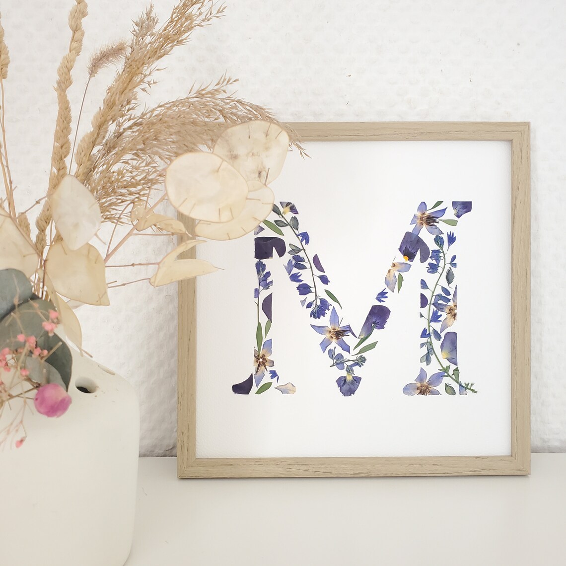 Customizable Pressed Flower Initial Framed - Custom Herbarium Letter of ...