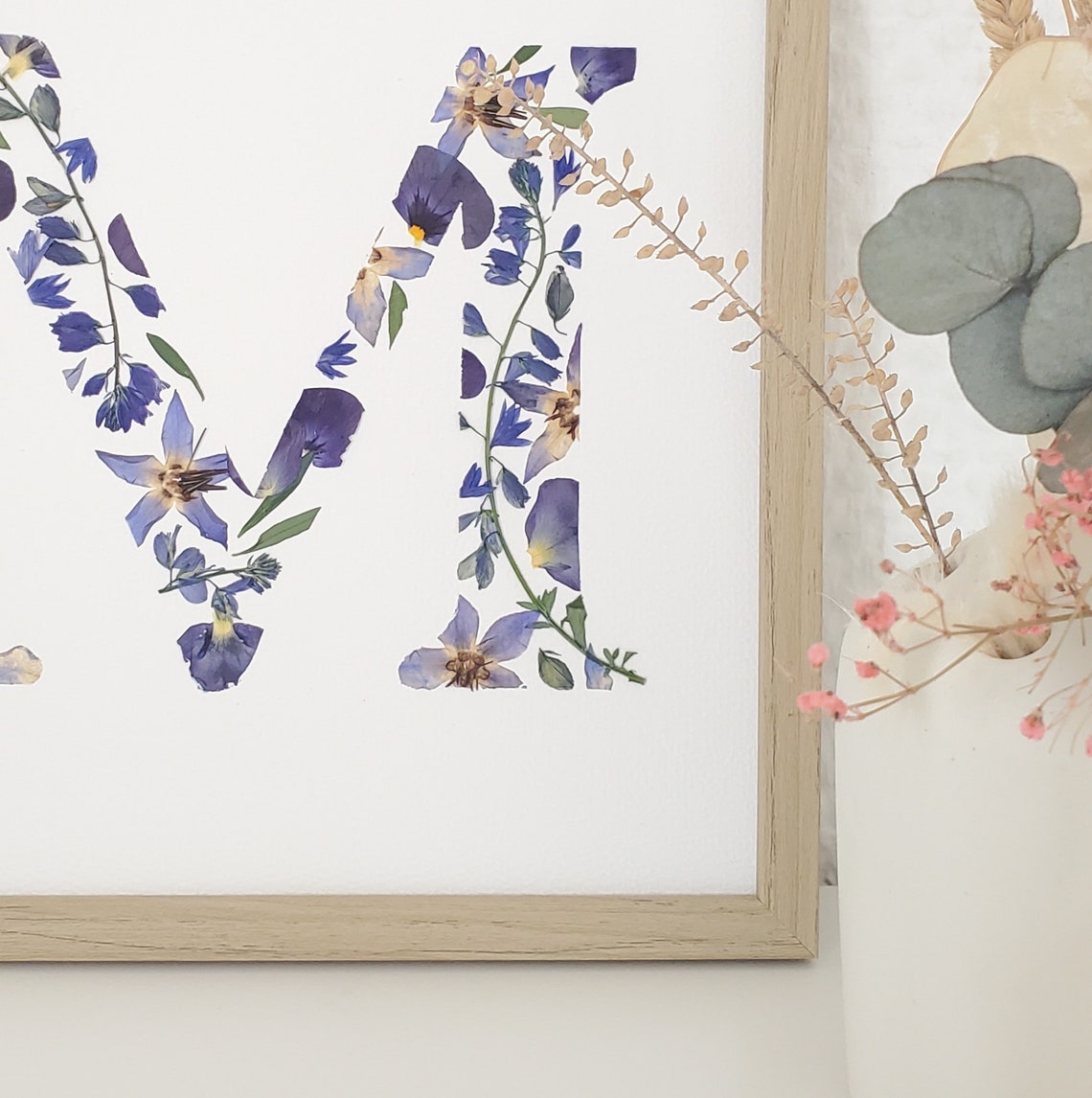 Customizable Pressed Flower Initial Framed - Custom Herbarium Letter of ...