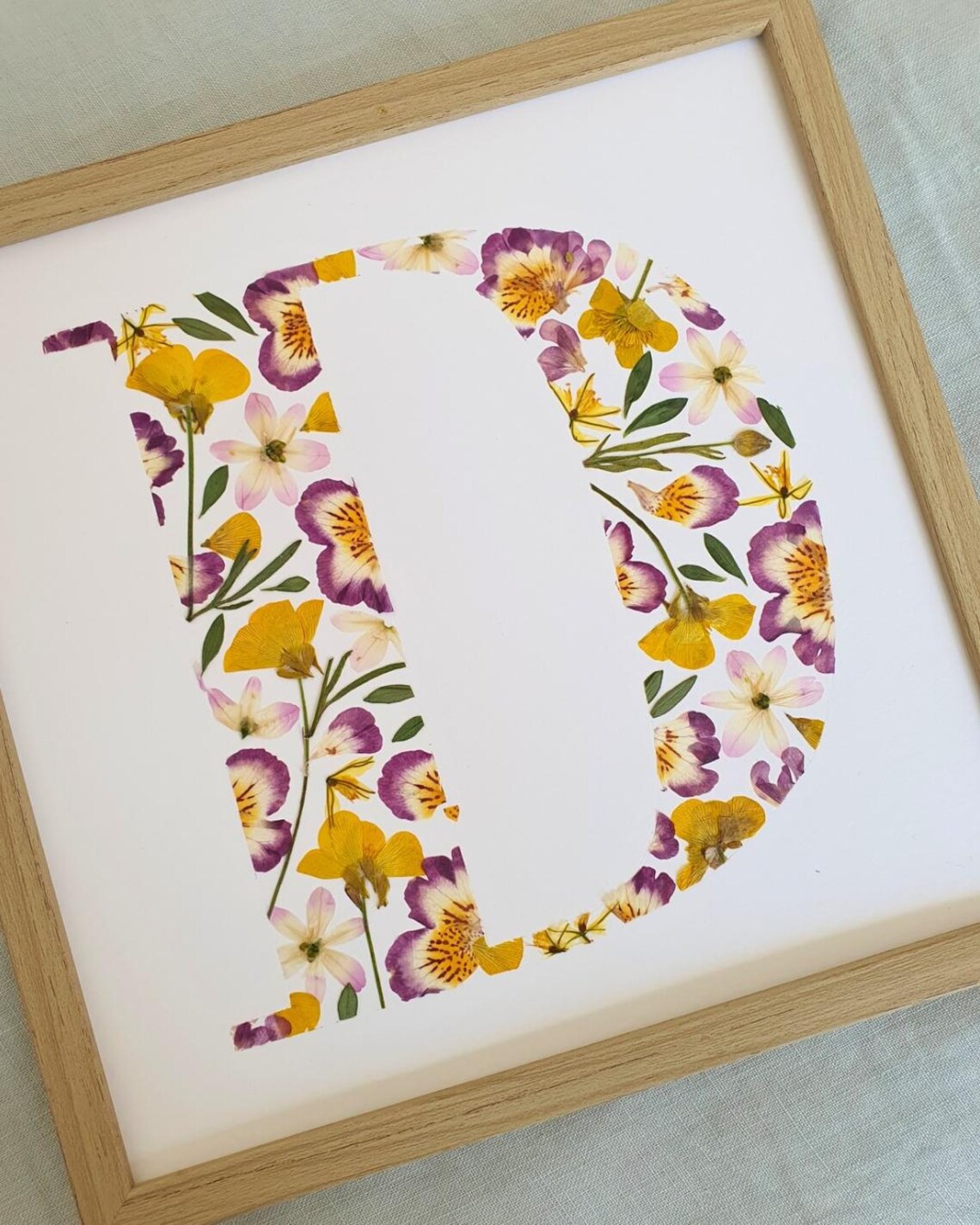 Customizable Pressed Flower Initial Framed - Custom Herbarium Letter of ...