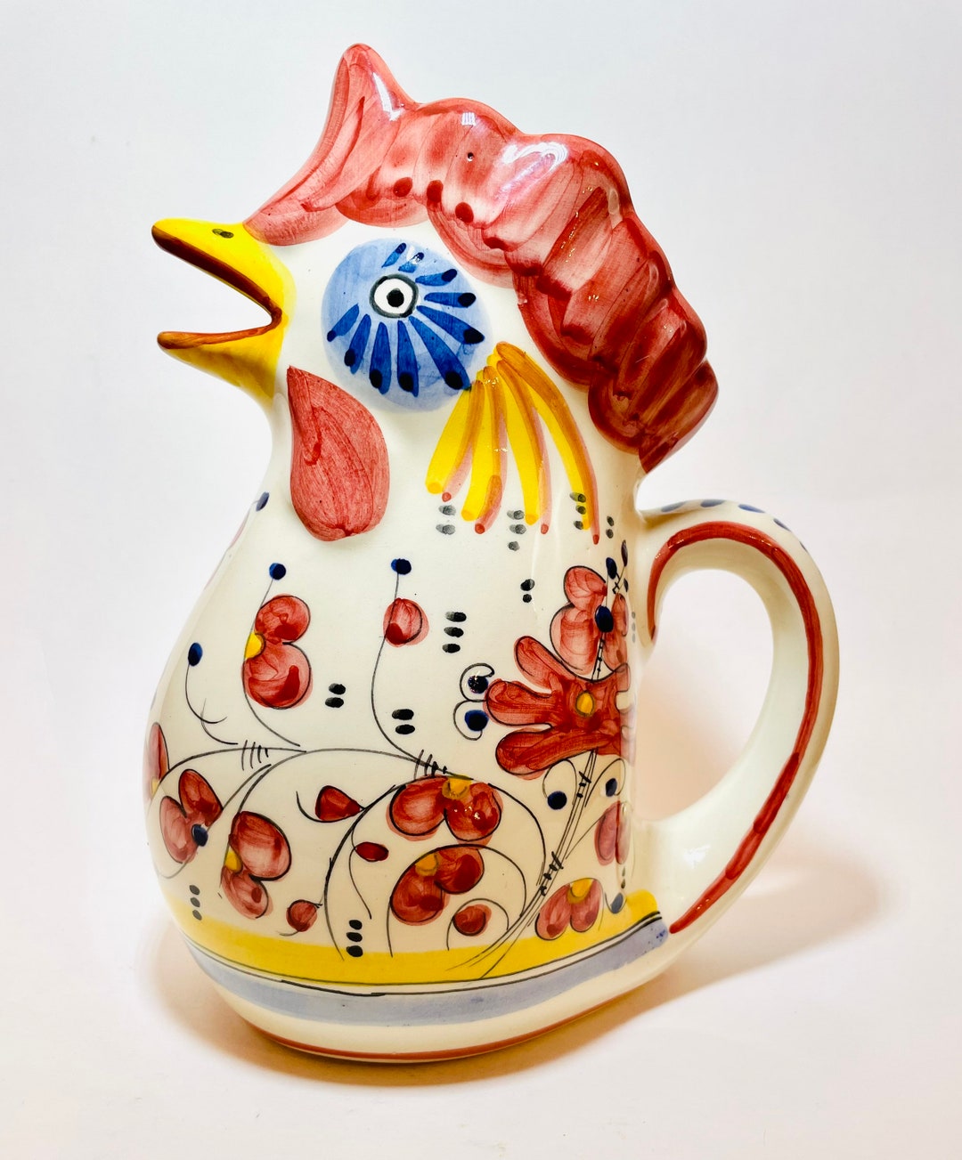 Vintage Rooster Pitcher, Handpainted, Ceramic Rooster, Farmhouse ...