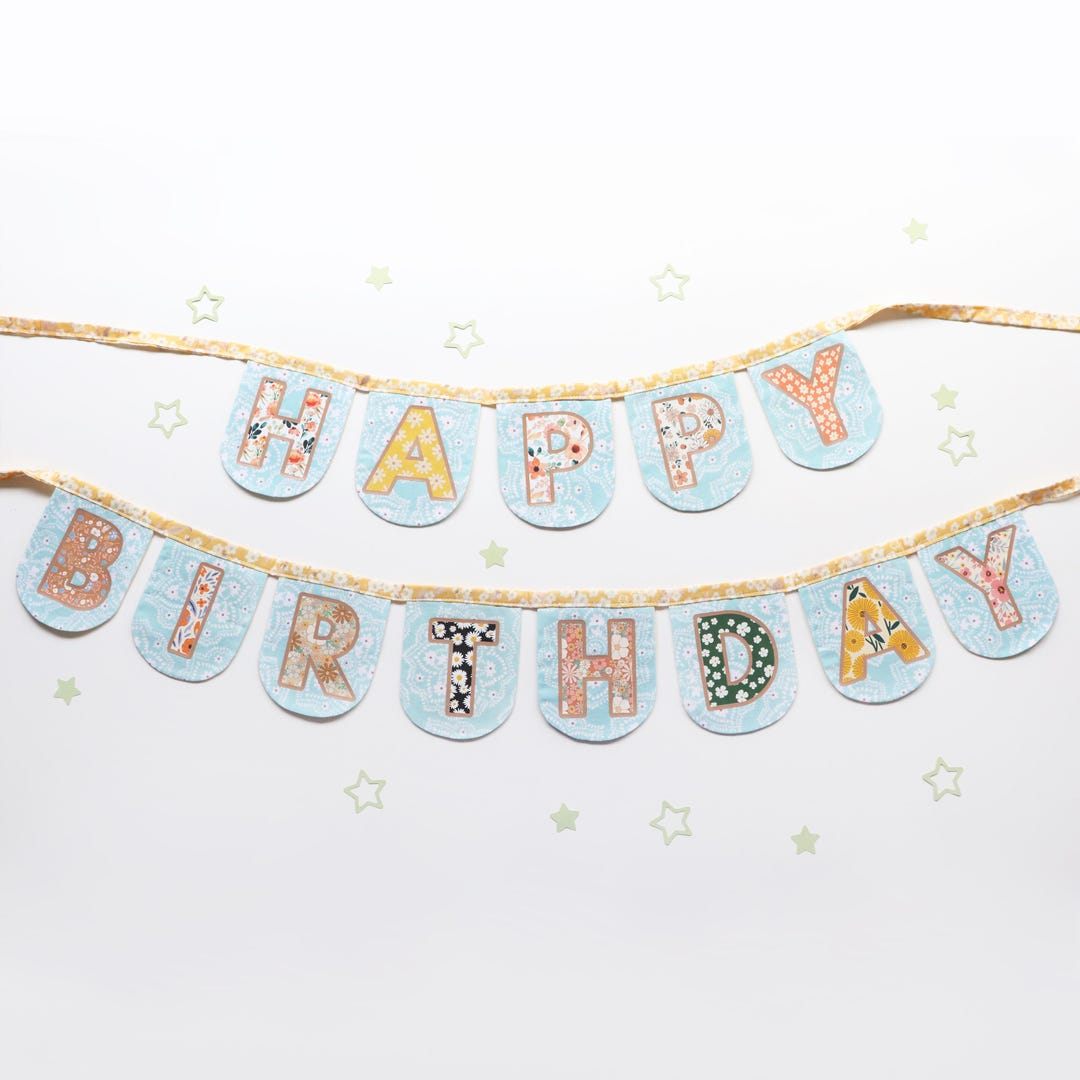 Banderines de feliz cumpleaños, banderines hechos a mano, pancarta de ...
