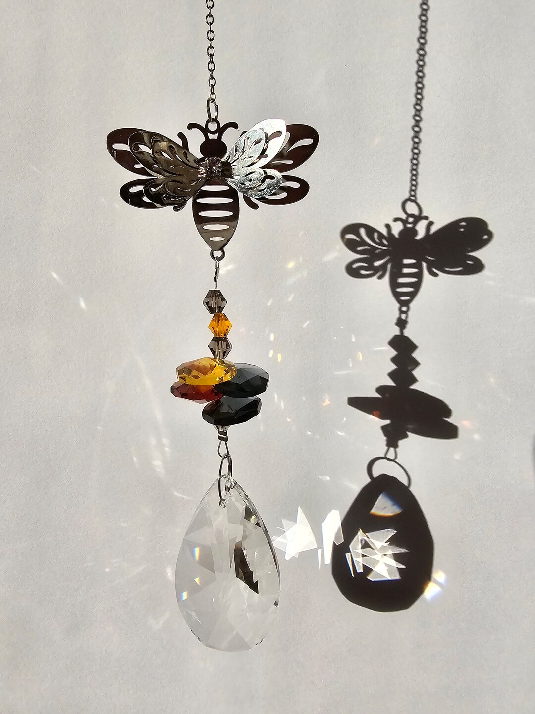 Bee Suncatcher With 50mm Crystal Drop Ornament, Sparkling, Rainbow ...