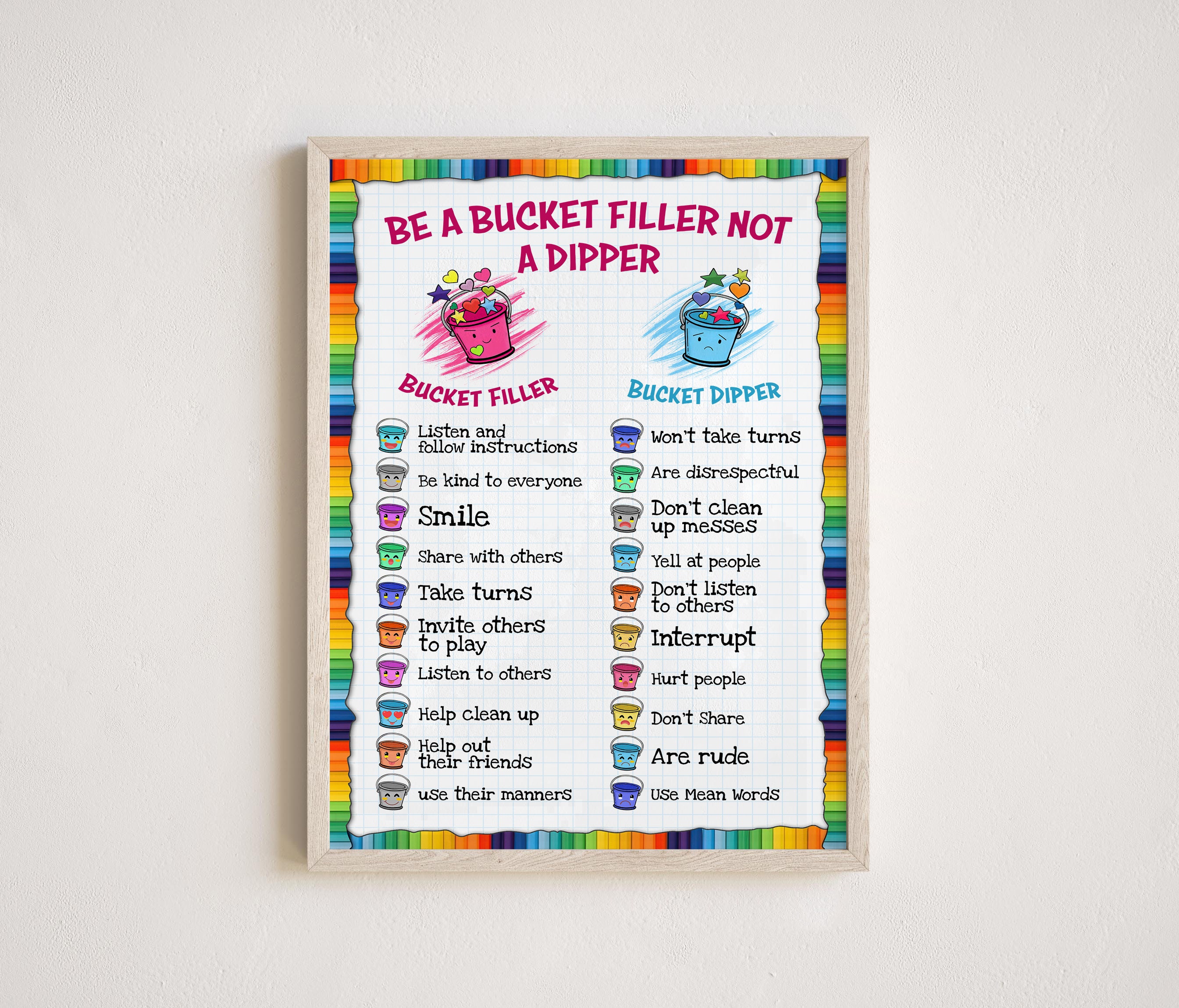 Classroom Decoration, Be A Bucket Filler Not A Dipper Poster, Classroom ...