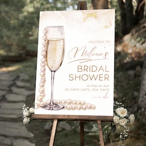 Custom Bridal Shower Welcome Sign, Pearls and Prosecco Bridal Shower ...