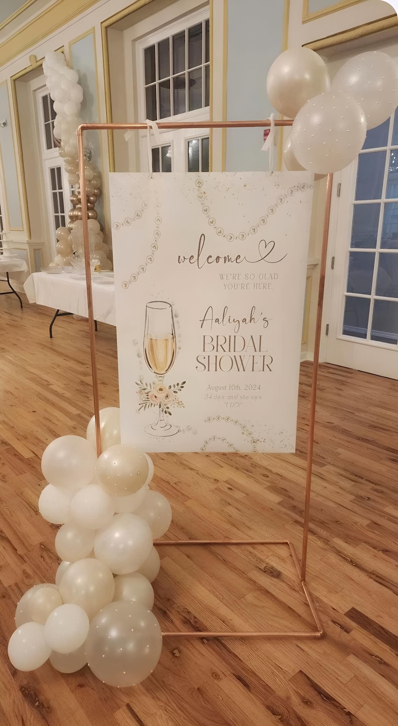Custom Bridal Shower Welcome Sign, Pearls and Prosecco Bridal Shower ...
