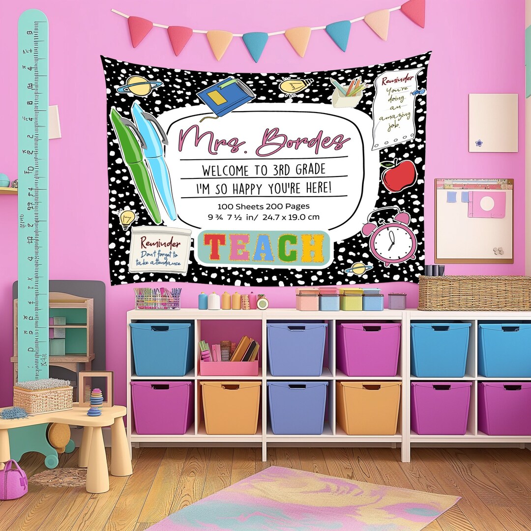 Personalized Classroom Composition Notebook Tapestry, Custom Classroom ...