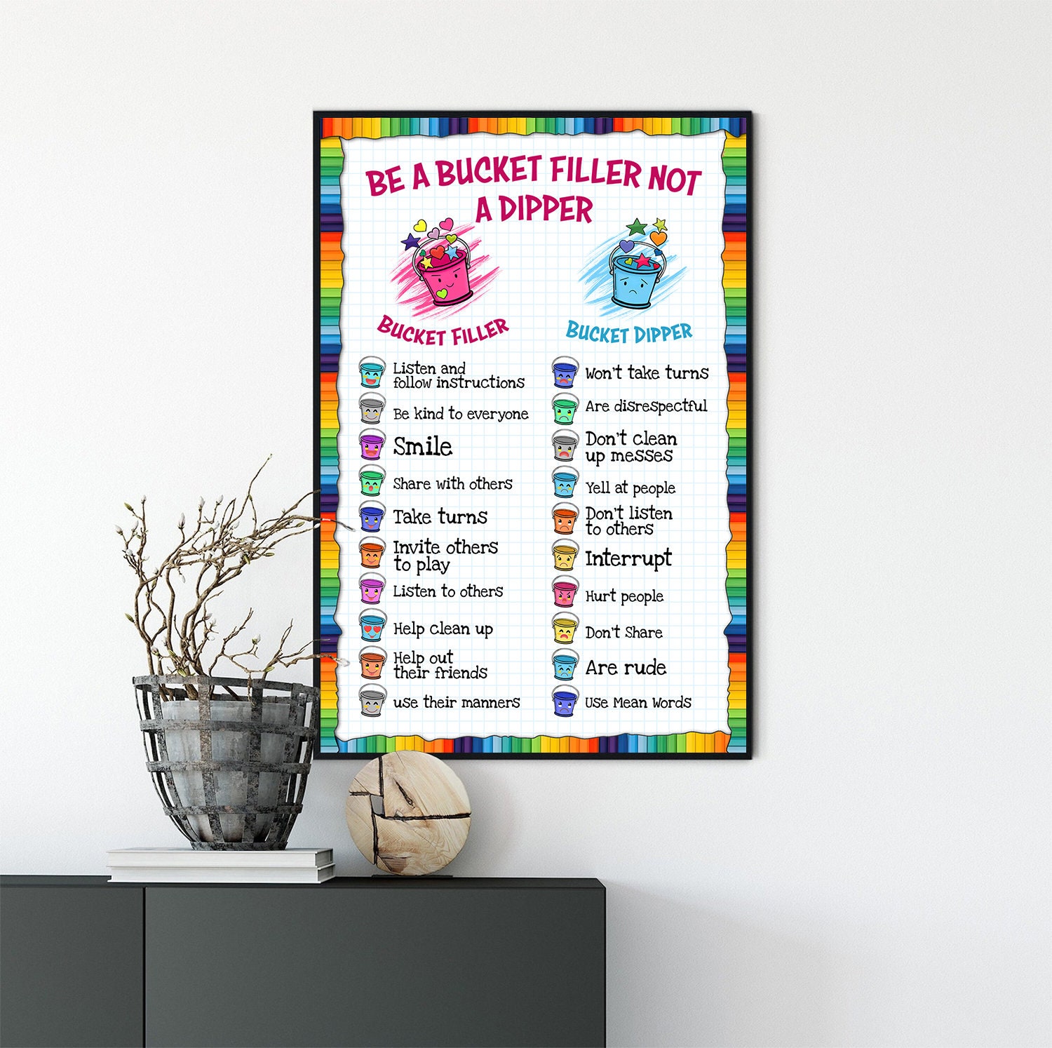 Classroom Decoration, Be A Bucket Filler Not A Dipper Poster, Classroom ...