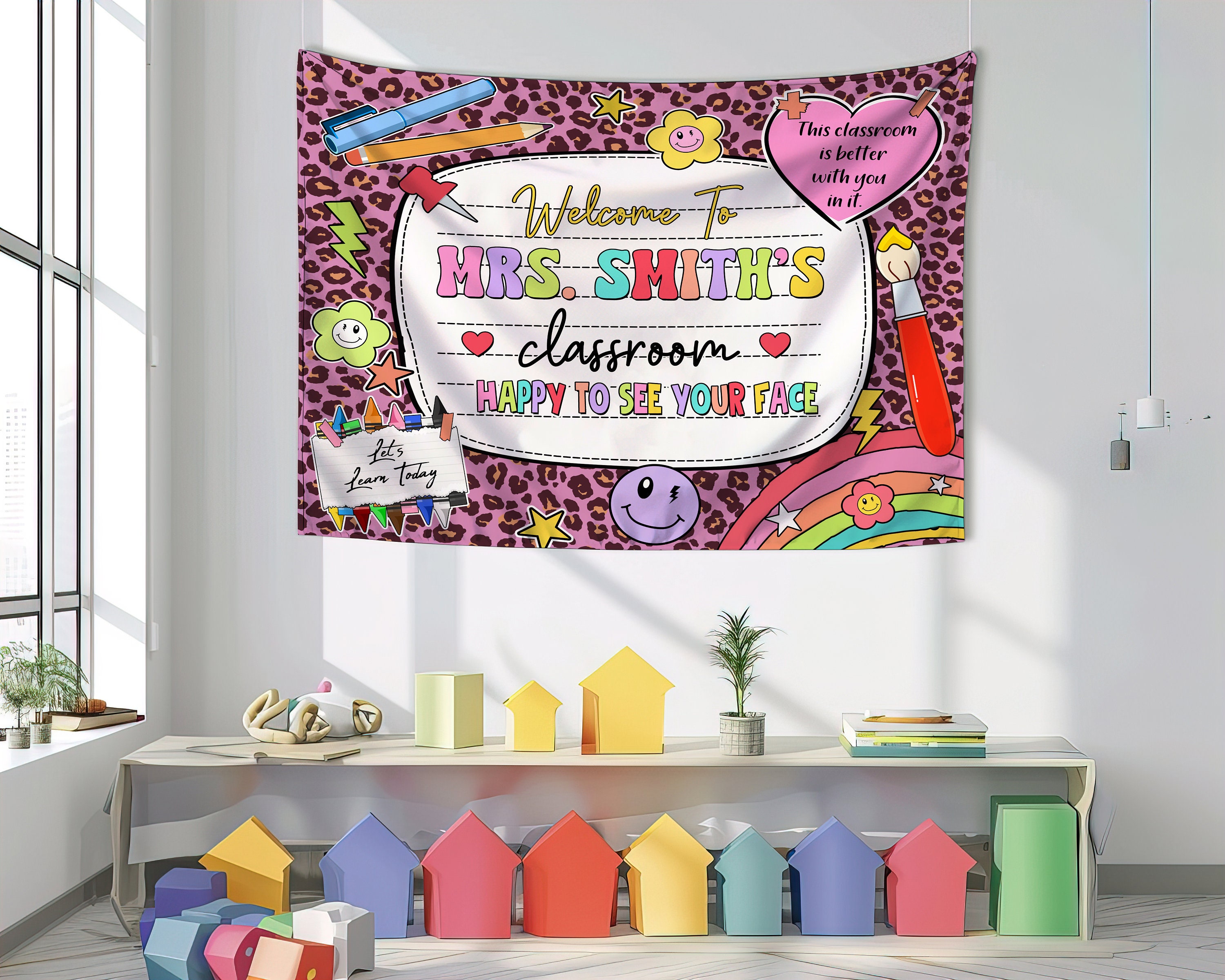 Custom Teacher Classroom Tapestry, Teacher Tapestry Wall Hanger ...