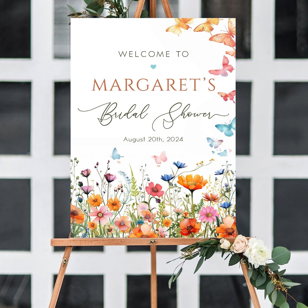 Personalized Bridal Shower Welcome Sign, Wildflower Bridal Shower ...