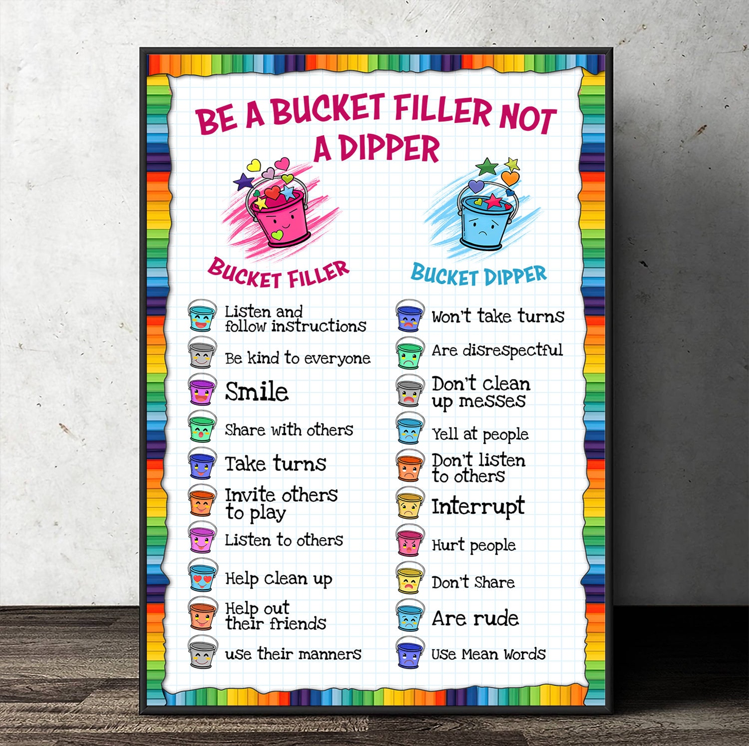 Classroom Decoration, Be A Bucket Filler Not A Dipper Poster, Classroom ...
