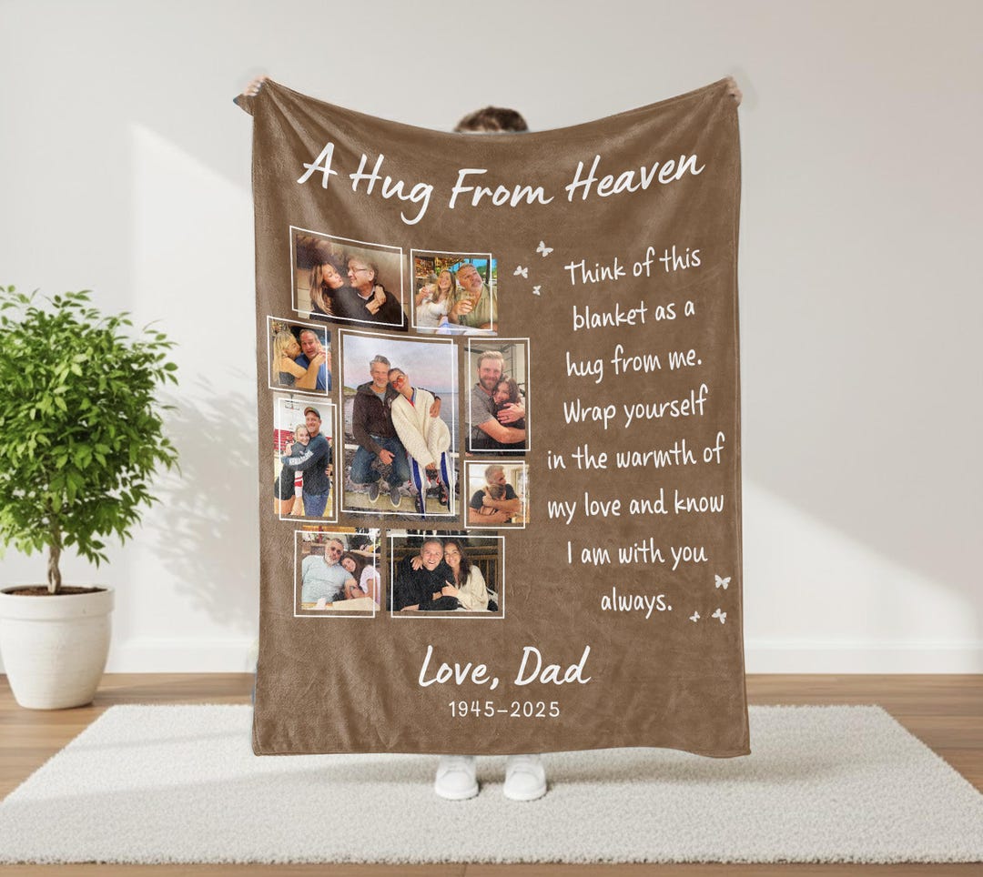 Personalized Memorial Photo Blanket, A Hug From Heaven Blanket, Memory ...