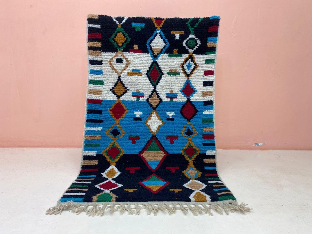 Blue Moroccan Runner Rug, Moroccan Handmade Runner Rug, Authentic ...
