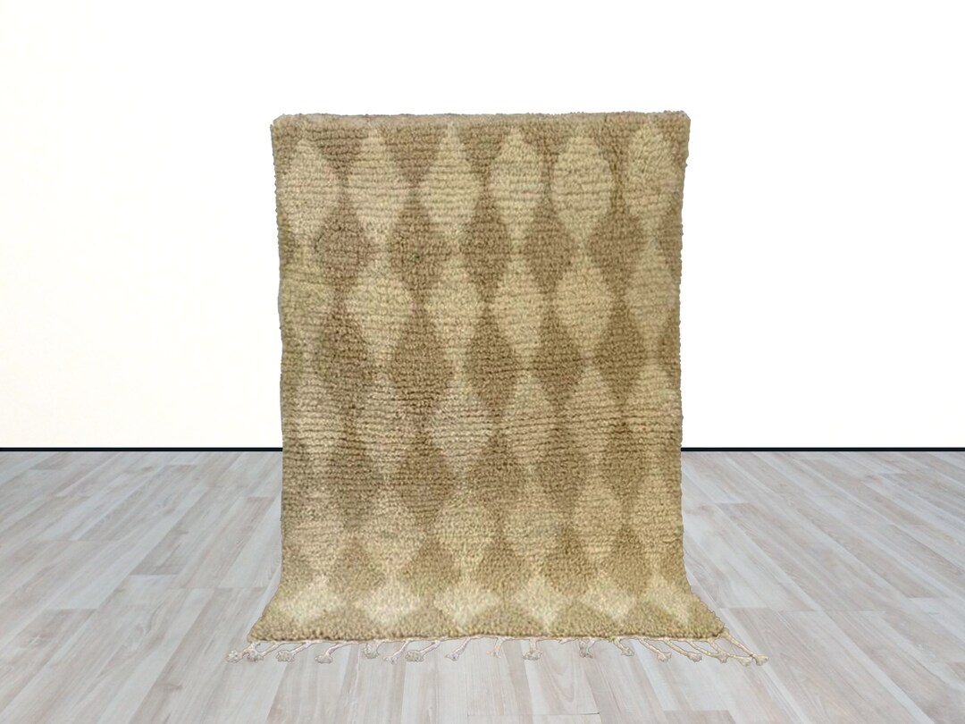 Handmade Moroccan Berber Rug, Beige and White Wool Diamond Rug, Custom ...