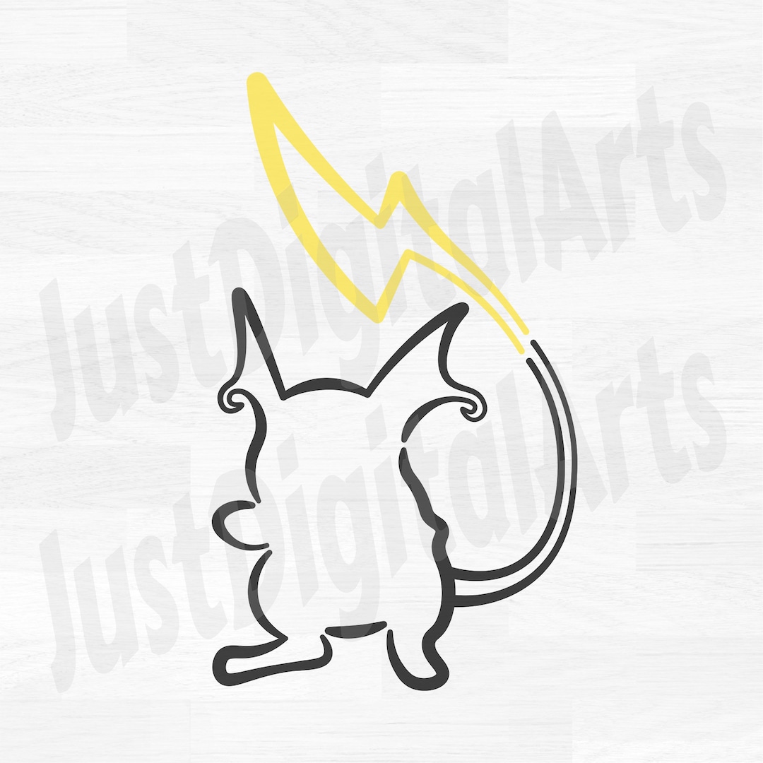 Raichu Pokemon Outline - Digital Download, Instant Download, Svg, Png ...