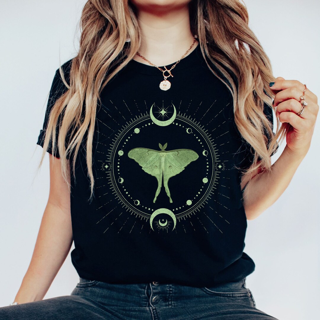 Luna Moth Shirt Celestial Gifts Moon Phase Tee Witchy T Shirts Mystical ...