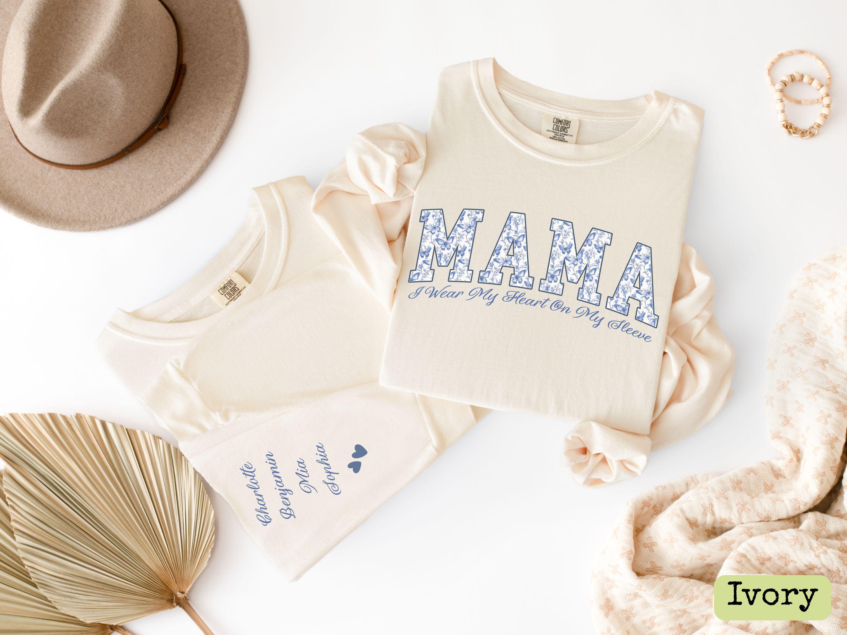 Custom Mama Shirt With Kids Names on Sleeve Comfort Colors Long Sleeved ...