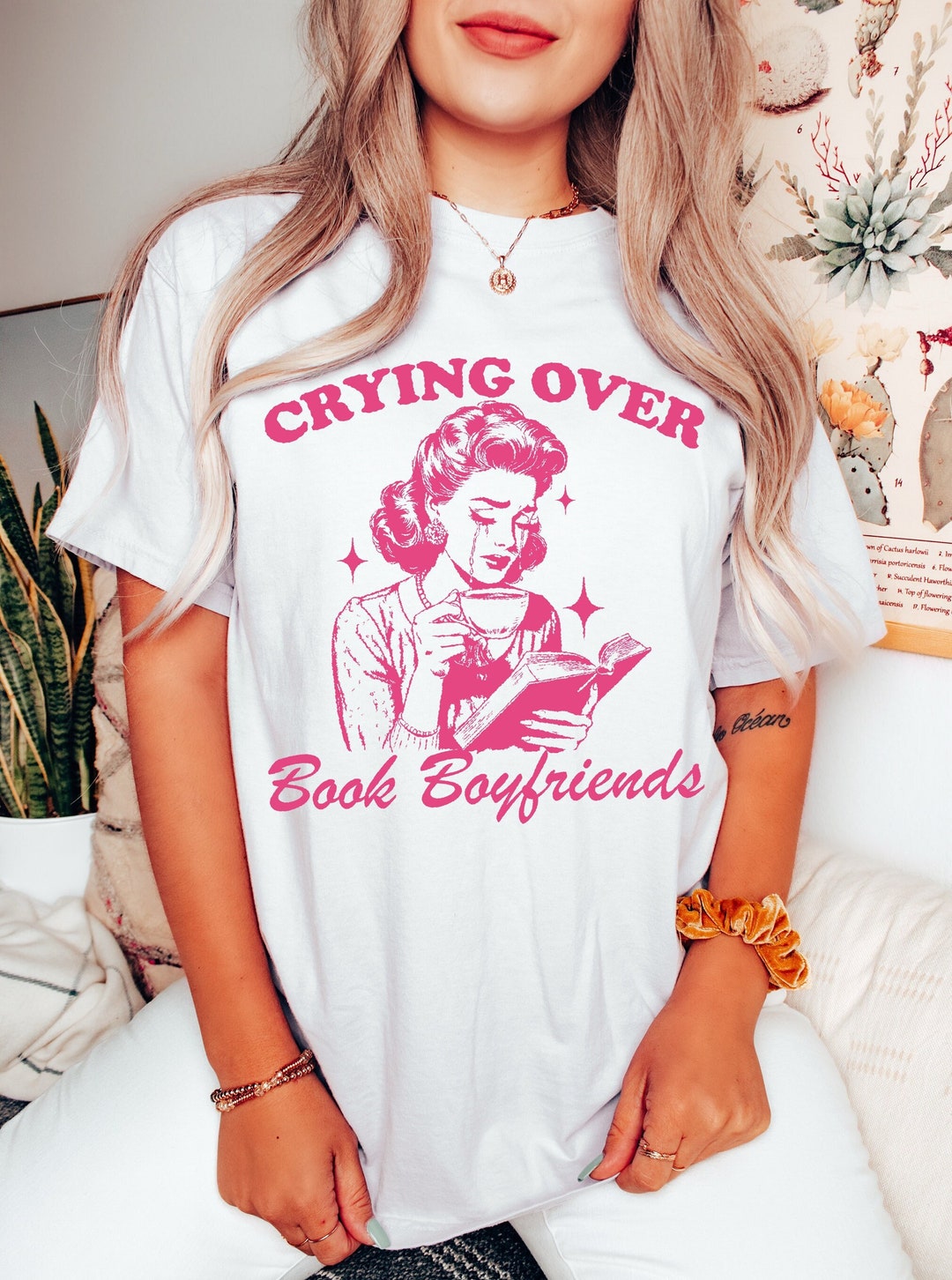 Crying Over Book Boyfriends T-shirt, Funny Bookworm Shirt, Bookish ...