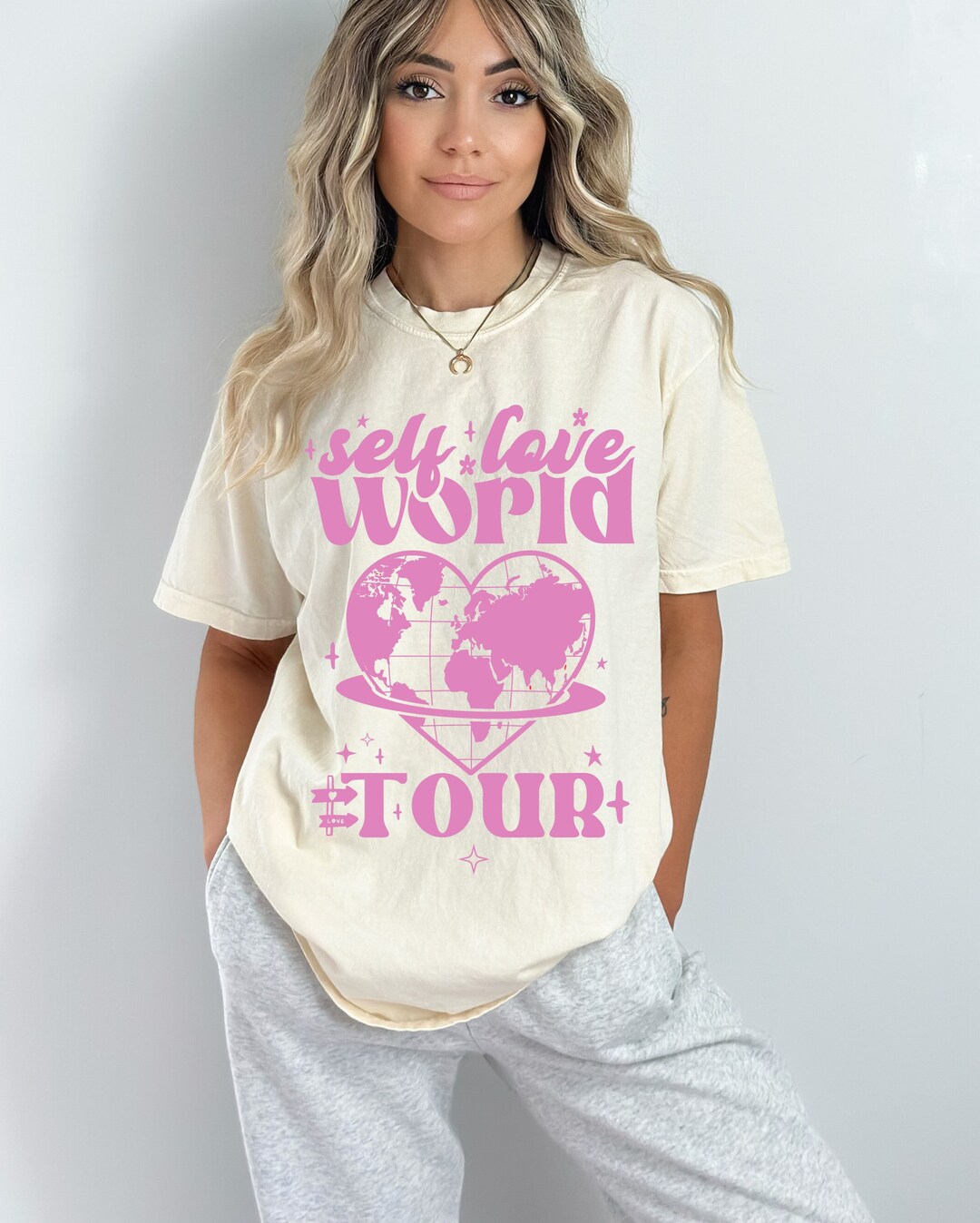 Retro Self Love World Tour T-shirt, Preppy 90s Aesthetic Tee, Oversized ...