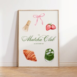 The Matcha Club Print Poster, Cute Kitchen Wall Art, Trendy Aesthetic ...