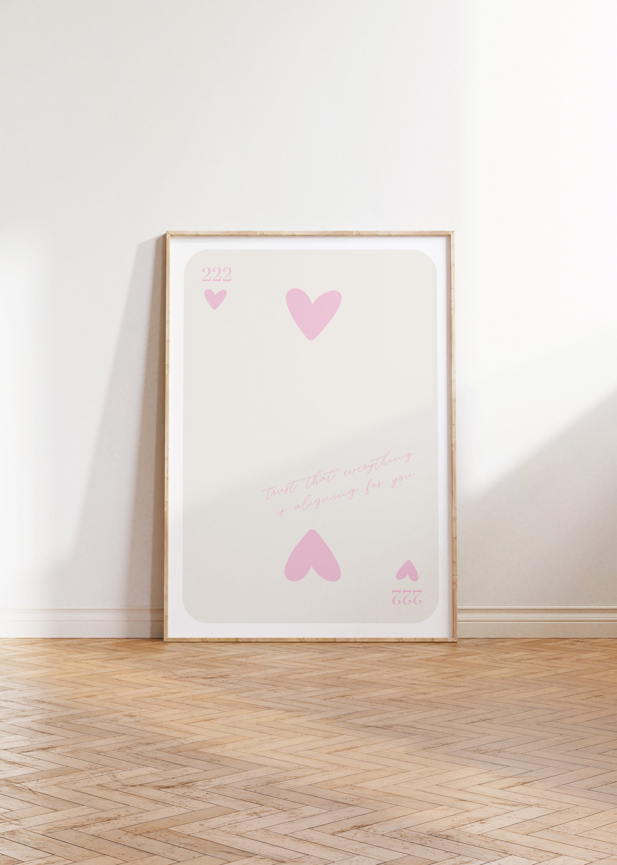 Pink Playing Card Print, Angel Number 222 Poster Instant Digital ...