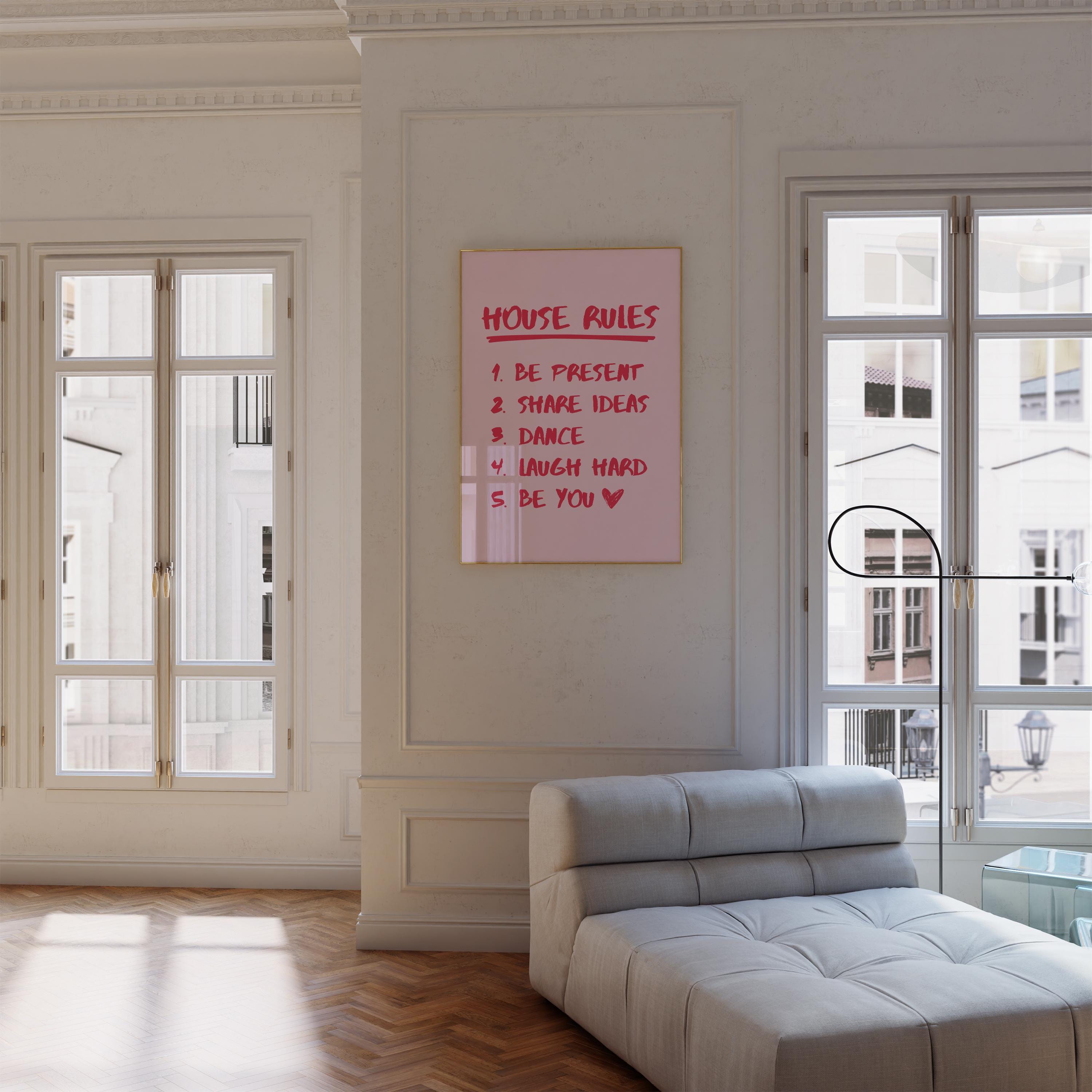 House Rules Poster Print • Home Quote Wall Art • House Rules List Wall ...