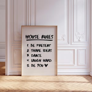 House Rules Poster Print • Home Quote Wall Art • House Rules List Wall ...