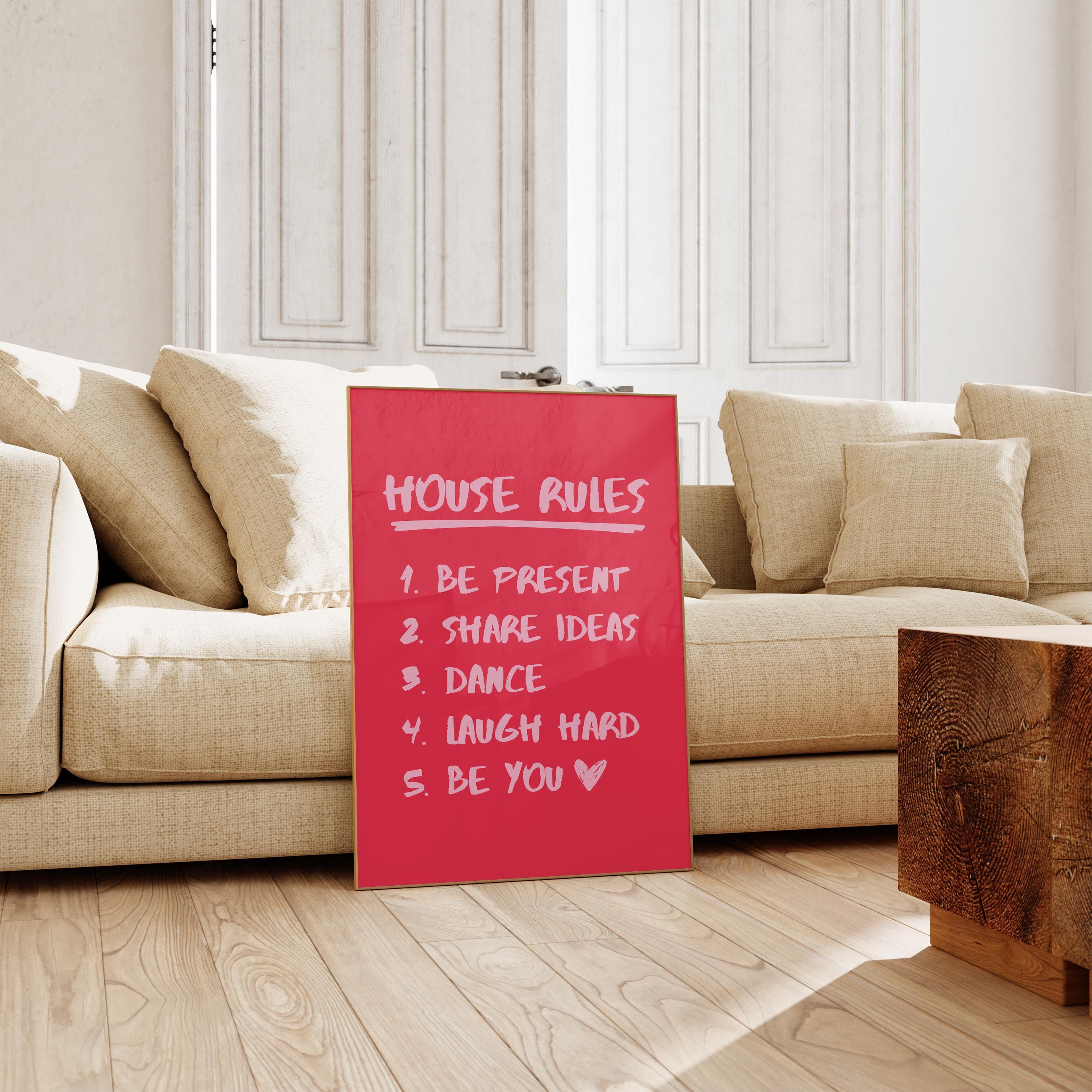 House Rules Poster Print • Home Quote Wall Art • House Rules List Wall ...