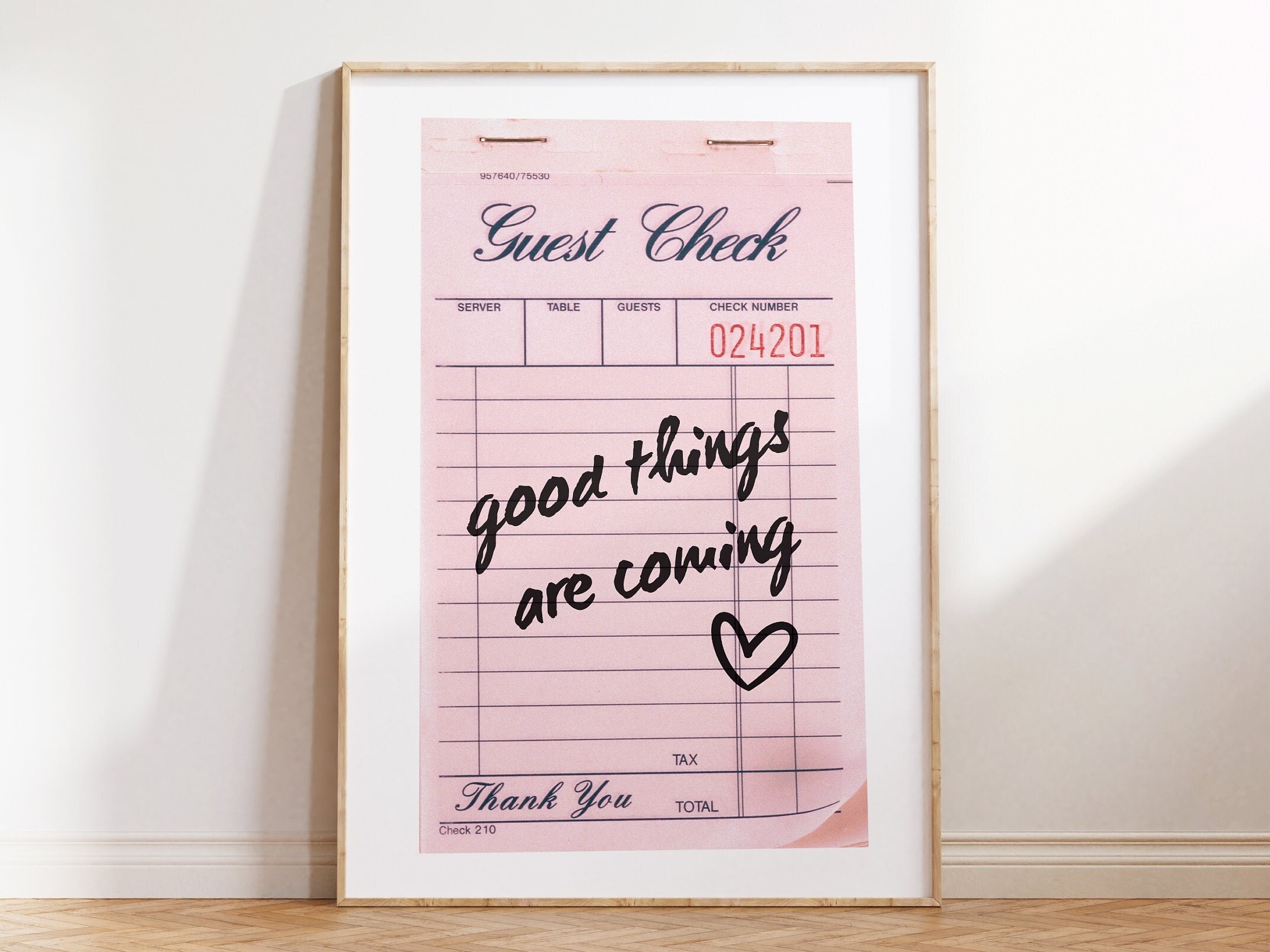 Guest Check Print Trendy Wall Art Guest Check Poster Pink - Etsy