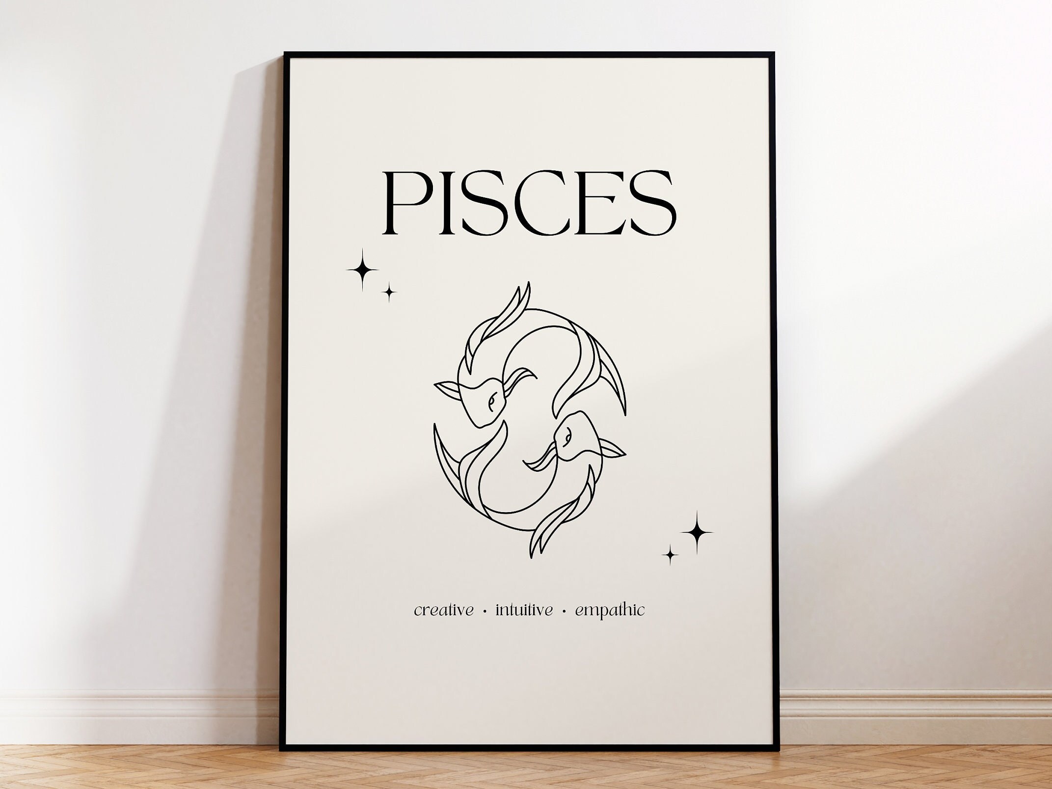 Pisces Print Instant Digital Download Poster, Minimalist Pisces Poster ...