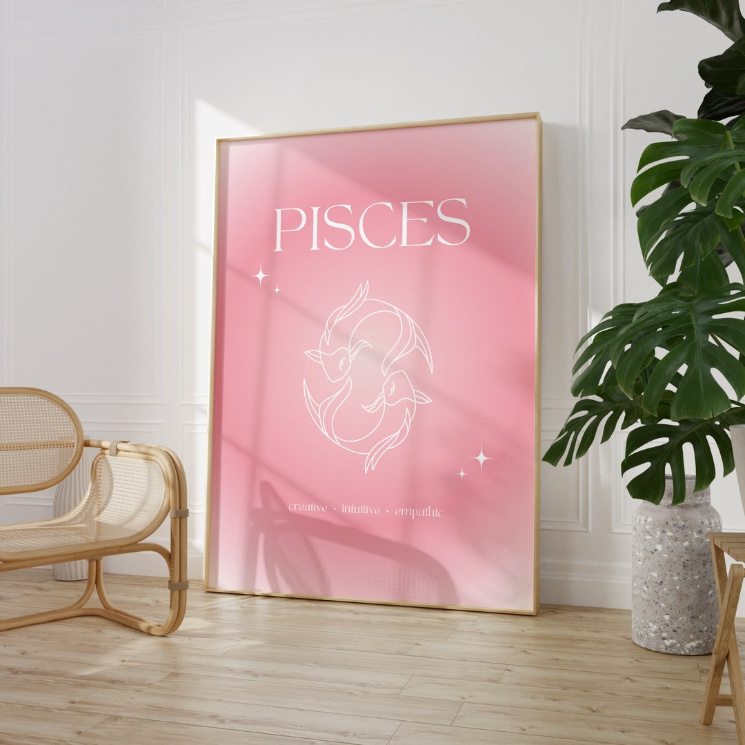 Pisces Print Instant Digital Download Poster, Gradient Pisces Poster ...