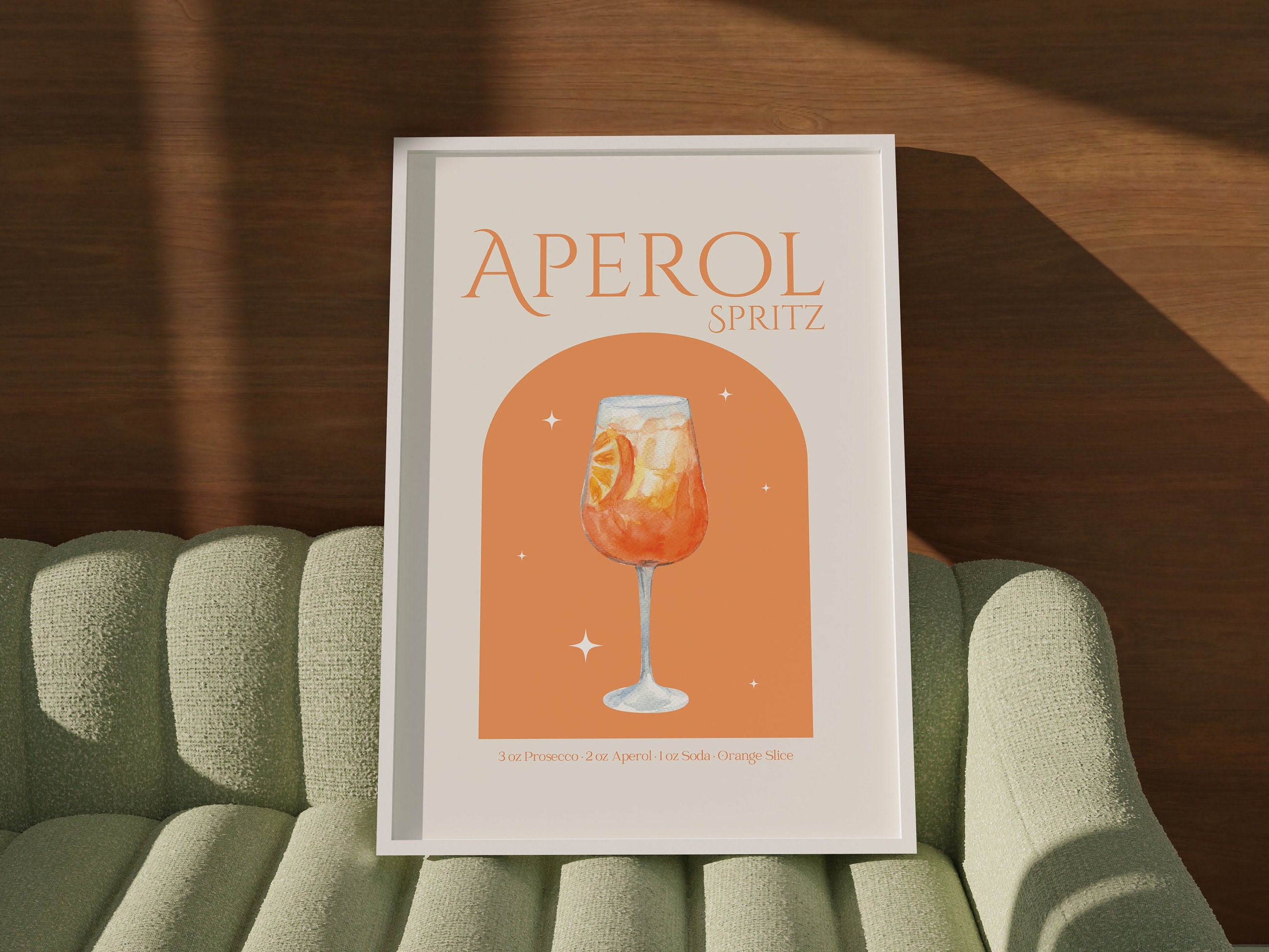 Aperol Spritz Cocktail Print • Cocktail Poster • Bar Cart Wall Art ...