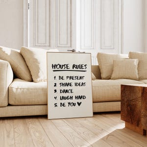 House Rules Poster Print • Home Quote Wall Art • House Rules List Wall ...
