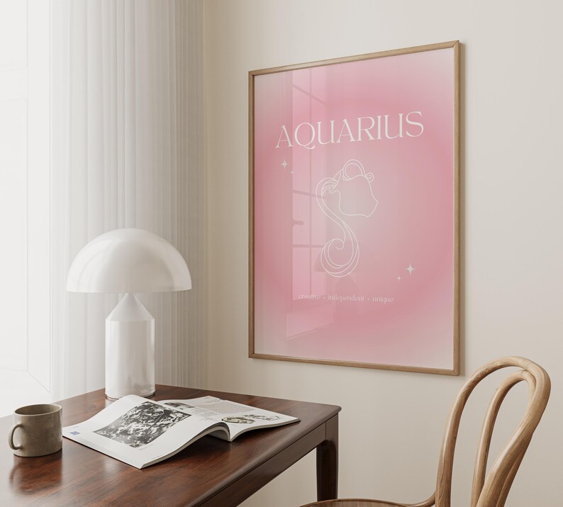 Aquarius Print Instant Digital Download Poster, Gradient Aquarius ...