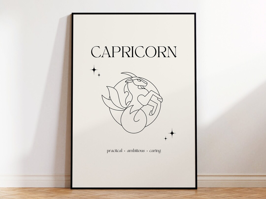 Capricorn Print Instant Digital Download Poster, Minimalist Capricorn ...