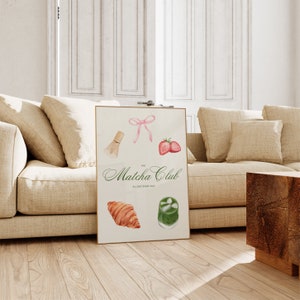 The Matcha Club Print Poster, Cute Kitchen Wall Art, Trendy Aesthetic ...