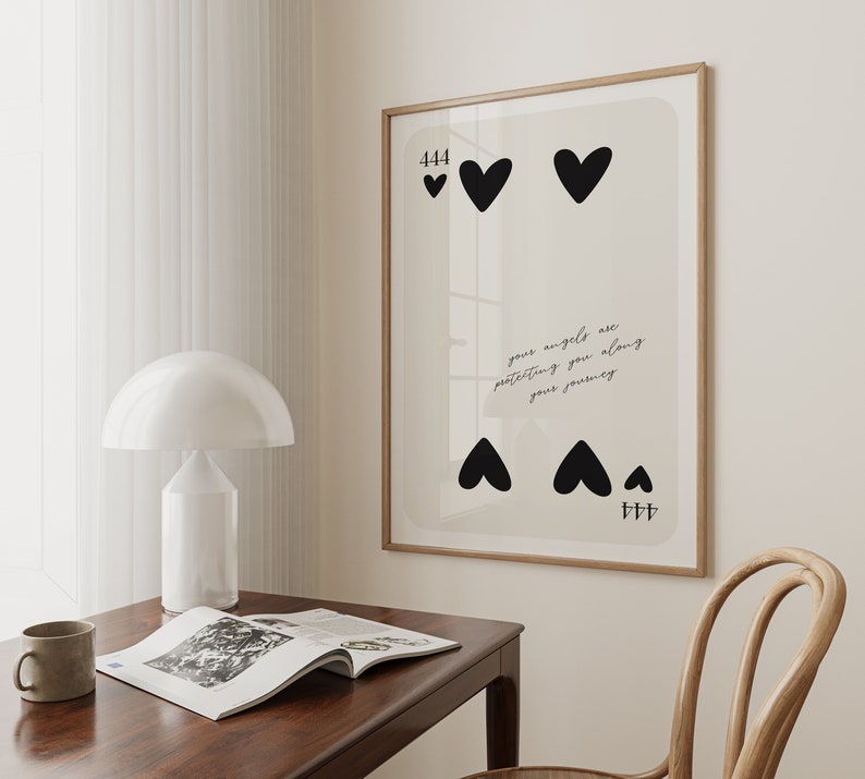 Playing Card Print, Angel Number 444 Poster Instant Digital Download ...
