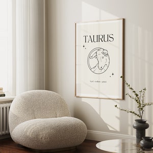 Taurus Print Instant Digital Download Poster, Minimalist Taurus Poster ...