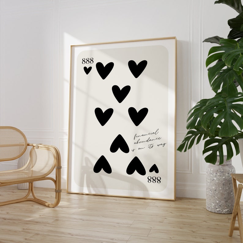 Playing Card Print, Angel Number 888 Poster Instant Digital Download ...