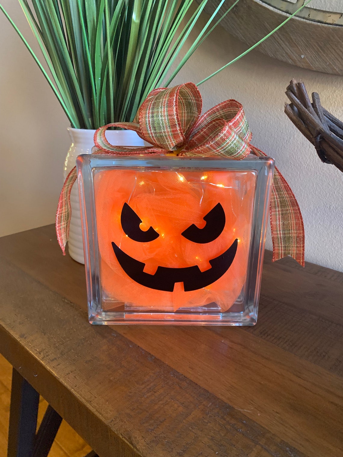 Fall Halloween Glass Block - Etsy