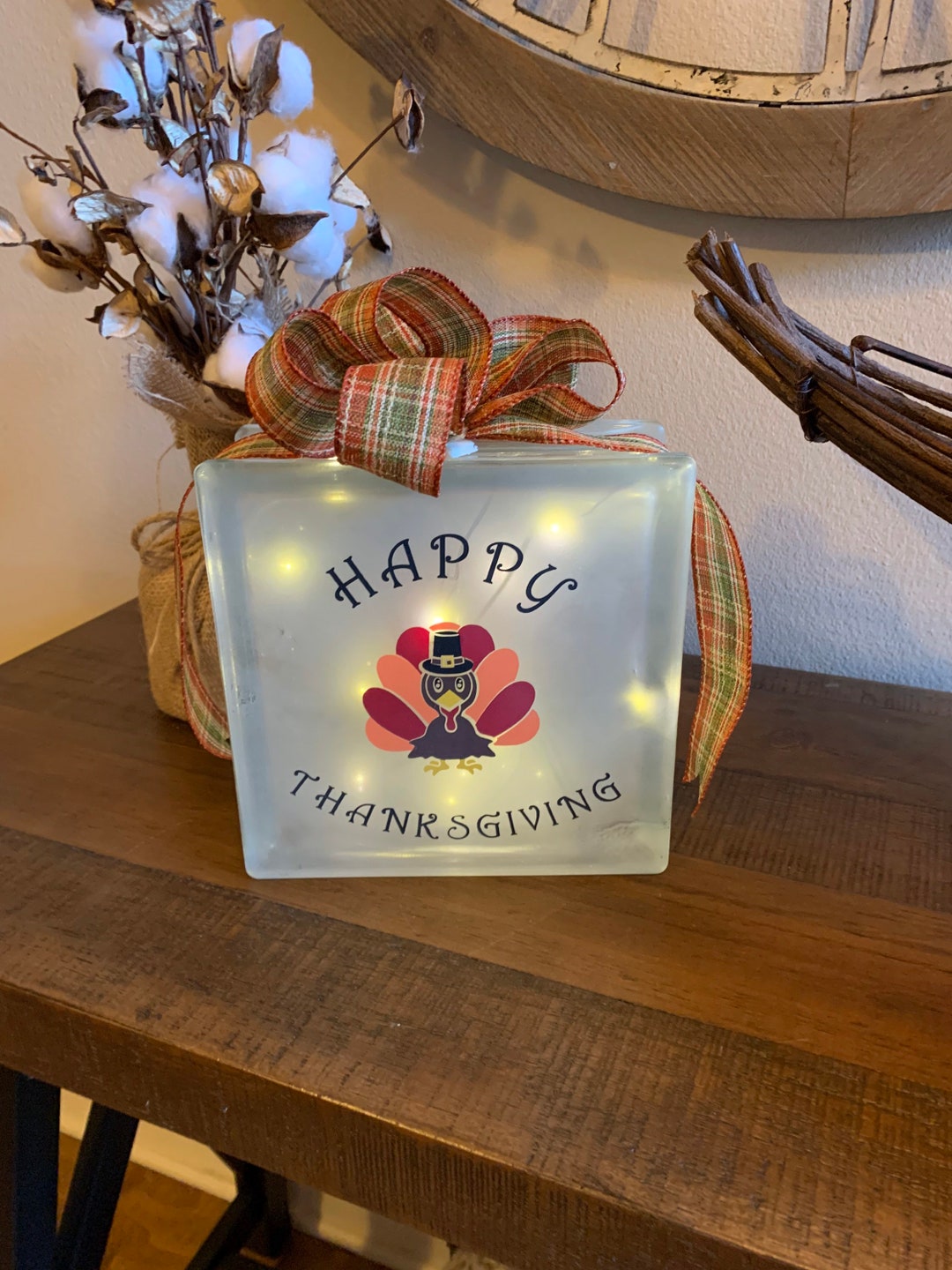 Thanksgiving Glass Block - Etsy