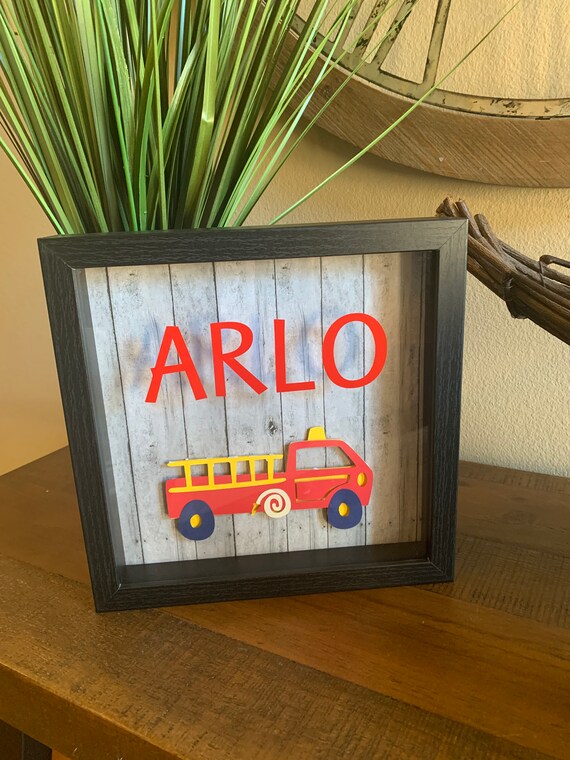 Fire truck Shadow Box | Etsy