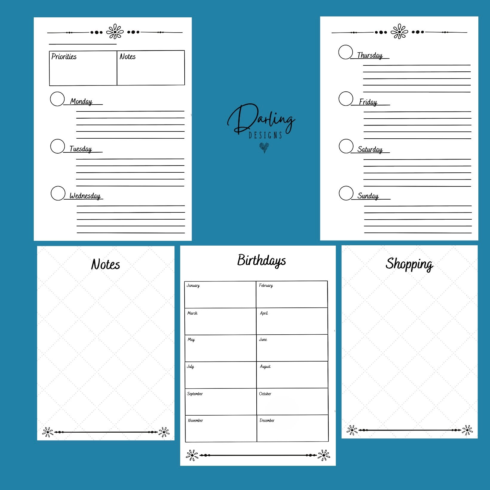 DIGITAL DOWNLOAD Printable Undated Daisy Daily Planner, Digital Planner ...