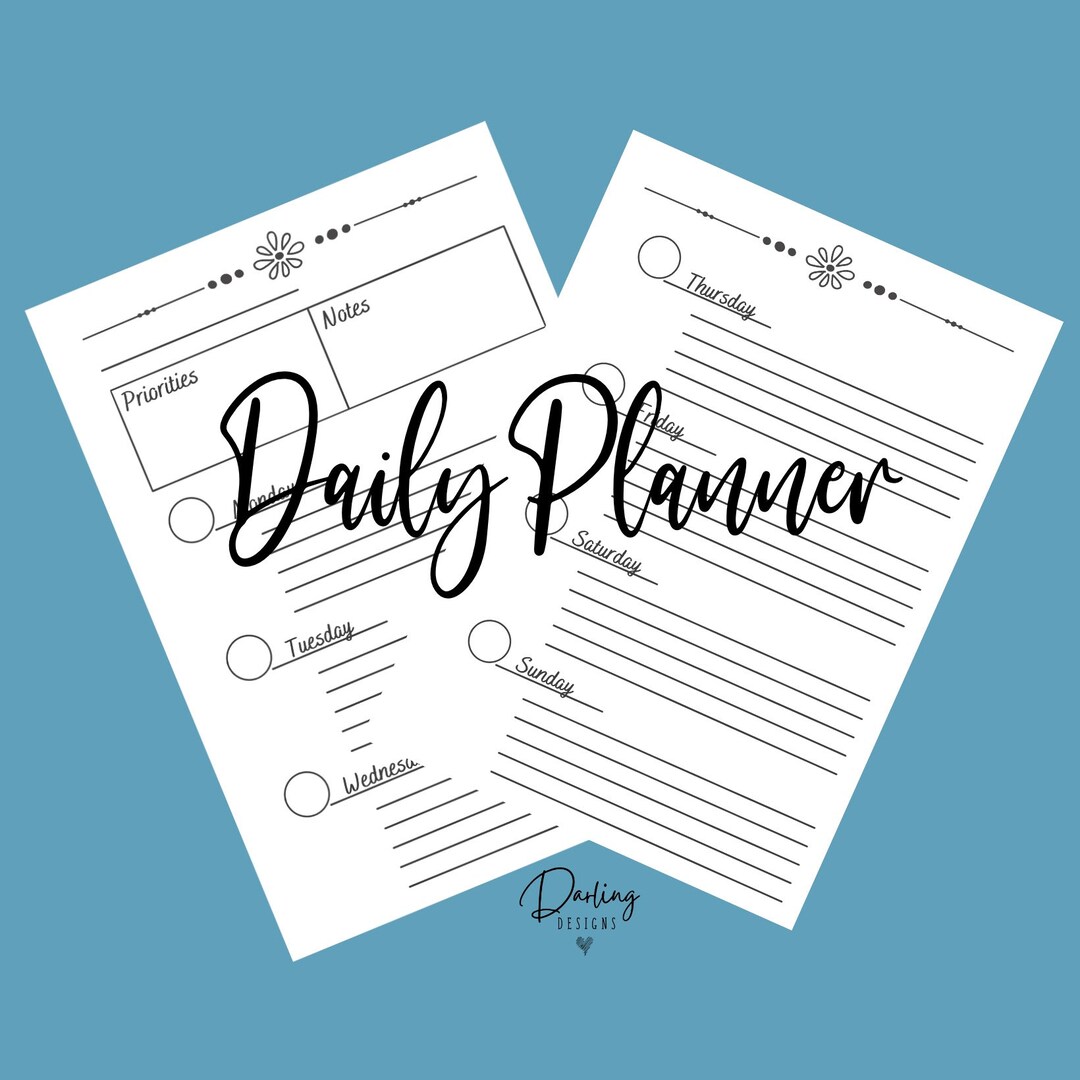 DIGITAL DOWNLOAD Printable Undated Daisy Daily Planner, Digital Planner ...