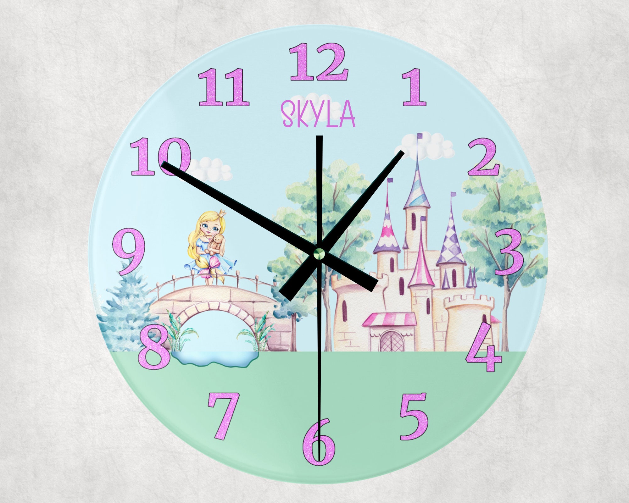 Personalised Clock, Princess Clock, Children's Clocks, Wall Clocks ...
